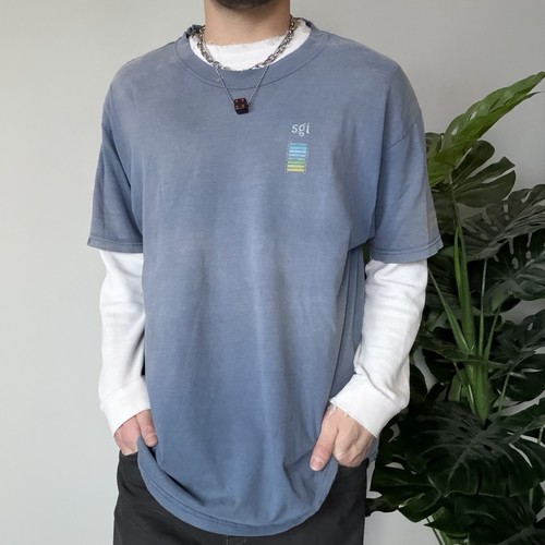 Vintage Distressed Silicon Graphics Inc Computer T-Shirt XL Faded Blue ...