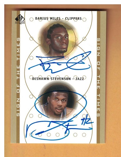 Darius Miles & D. Stevenson 2001 SP AUTHENTIC SIGN OF THE TIMES DUAL ...