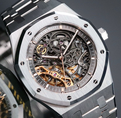 Audemars Piguet Royal Oak 41mm Openwork Skeleton Steel Double Balance ...