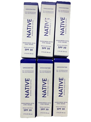 6 Pack Native Unscented Mineral Face Lotion Sunscreen SPF-30. 9/2024 | eBay