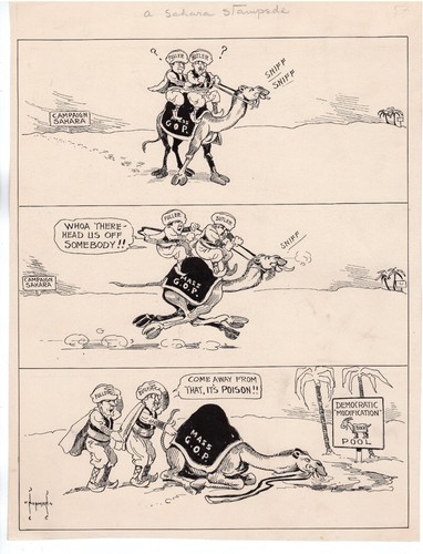 MA Politics Original Artwork for Political Cartoon Fuller, Butler ...