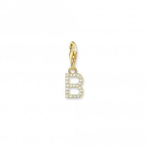 Charmista White Gold Plated Zirconia Letter B Charm Pendant 1965-414-14 ...