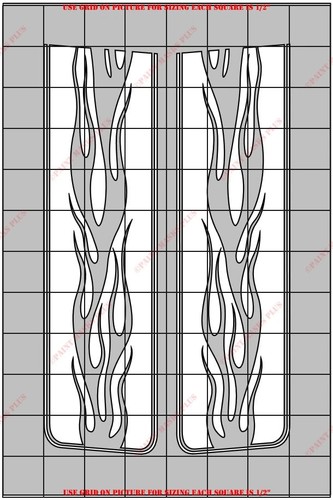 SLT1600W Flame Stripes 1/24th Scale Water Based Vinyl Masking/ Stencil ...