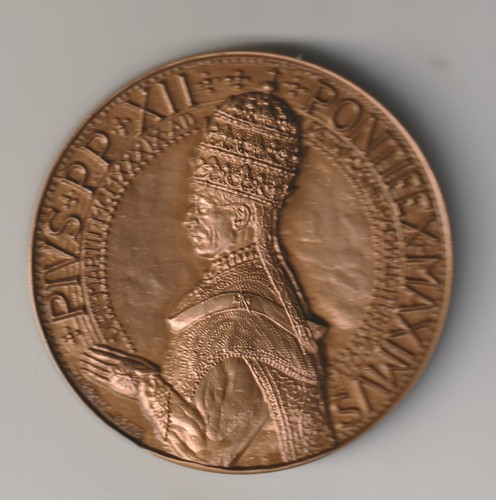Pope Pius XII Bust Of Eugenio Pacelli, Reverse With The Arms Of POPE ...