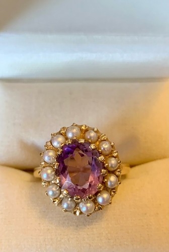 Pale Purple Amethyst Major And Seed Pearl Oval Shaped 14 K Gold Women’s ...