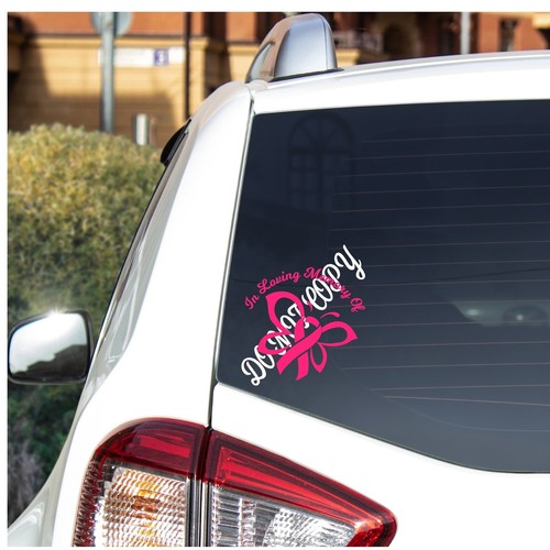 In Loving Memory Of Cancer Ribbon STICKER VINYL DECAL Cute PINK Window ...