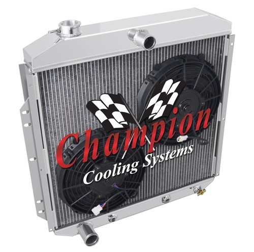 Rel Champion 4 Row Radiator W/ 2 10" Fans for 1953 - 1956 Ford Truck V6 ...