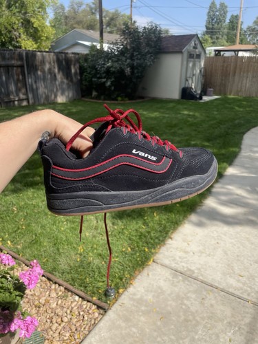 Vtg Vans Floyd Y2K Chunky Skate Shoes Size 5.5 Black Suede & Red Fat ...