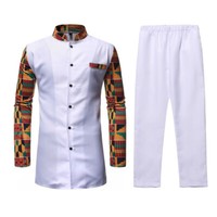 White and Grey Agbada Babariga 3 Pieces Men Groom Suit African Clothing ...
