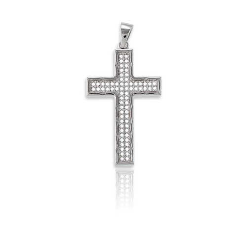 Sterling Silver Micro Pave Cross Pendant | eBay