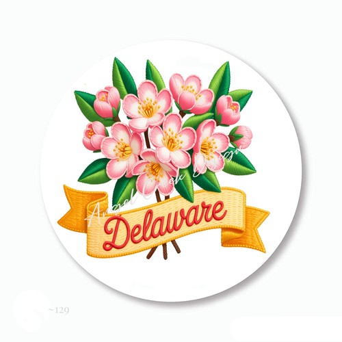 Delaware State Flower Scrapbook Stickers Peach Blossom Floral Envelope ...