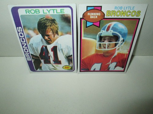 LOT OF 2 ROB LYTLE FOOTBALL CARDS 1970s #144 Rookie & 384 DENVER ...