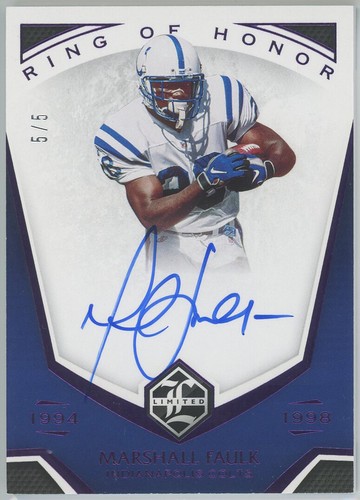 2019 Limited Ring of Honor Auto Amethyst Spotlight Marshall Faulk Colts ...