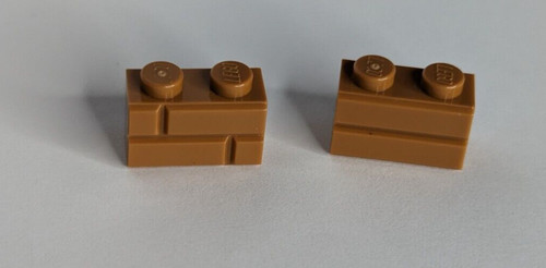 LEGO: 98283 Brick Modified 1x2 with Masonry Profile, MEDIUM NOUGAT, 2 ...