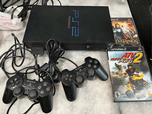 Sony PlayStation 2 PS2 Fat Console SCPH-50001 2 Controllers + 2 Games ...