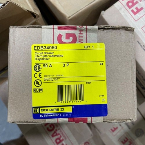 NEW Square D EDB EDB34050 3 Pole 50 Amp 480v Circuit Breaker NEW IN ...