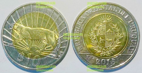 Uruguay 10 pesos puma leopard panther 28mm bi-metal coin UNC | eBay