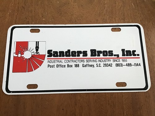 Sanders Bros Industrial Contractors Booster License Plate Vintage ...