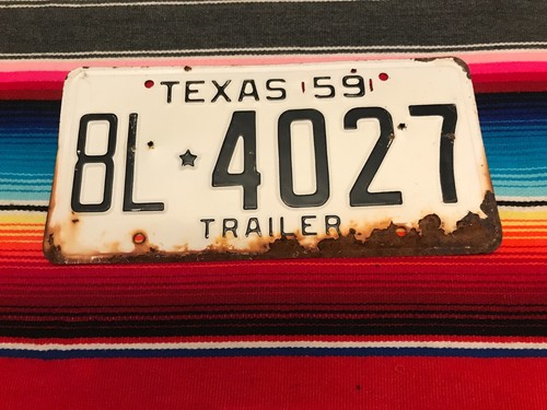 1959 TEXAS TRAILER LICENSE PLATE 8L4027 | eBay