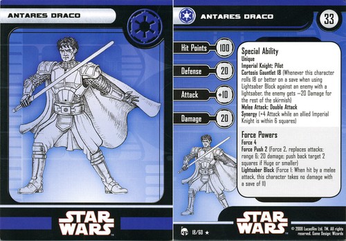 Star Wars Miniatures Legacy of the Force ANTARES DRACO Imperial Knight ...
