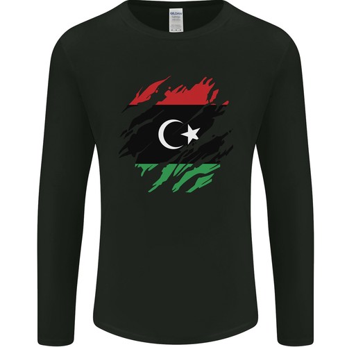 Torn Libya Flag Libyan Day Football Mens Long Sleeve T-Shirt | eBay