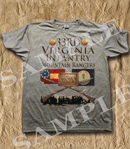 33rd Virginia Infantry Mountain Rangers Civil War themed ash colored t ...
