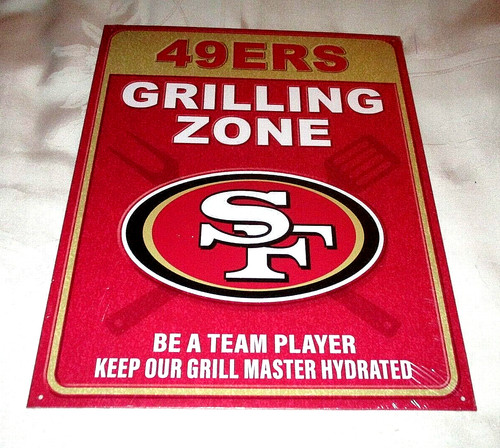 **SAN FRANCISCO 49ers GRILLING ZONE Poster-Style Distressed Metal Sign ...