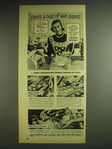 1948 Scott Cut-Rite Wax Paper Ad - Here's a test of wax papers | eBay