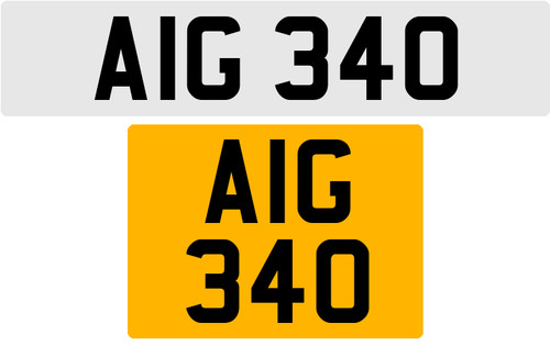 AIG 340 A 3x3 DATELESS PRIVATE NUMBER PLATE AL ANN AVA ALS AMY ANA ALF ...