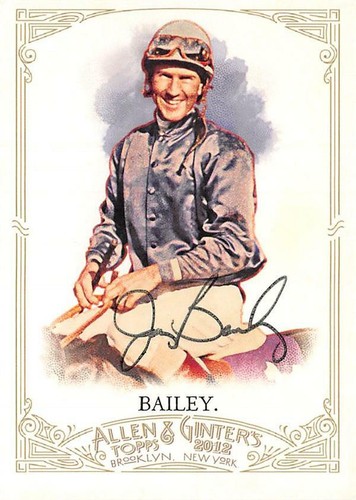 Jerry Bailey signed jockey card Horse Racing 2012 Topps Allen Ginters ...