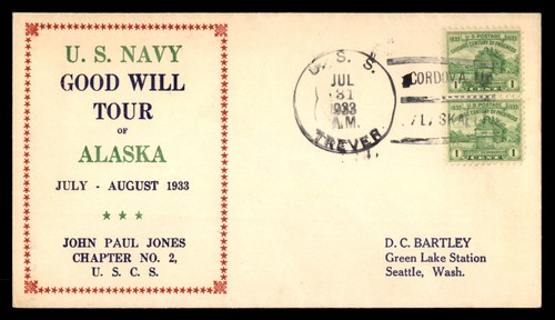 MayfairStamps USS Trever 1933 Cordova Alaska Goodwill Tour Naval Cover ...