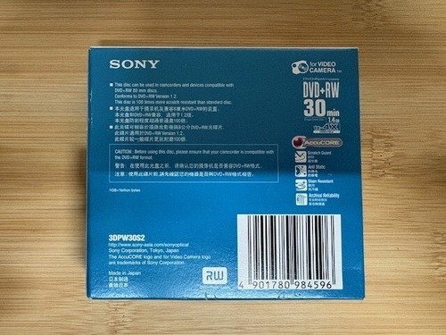 Sony Mini DVD+RW 30min 1.4GB Rewritable Disc 3 Pack - Factory Sealed ...