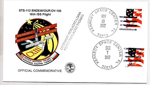 NASA SPACE SHUTTLE ENDEAVOUR STS-113 LAUNCH & LANDING CREW PATCH COVER ...