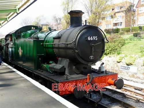 PHOTO GWR LOCO NO 6695 AT SWANAGE STATION DORSET BEING UNCOUPLED BEFORE ...