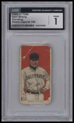 1909-11 American Tobacco Company T206 White Border #NNO Sam Strang CGC ...