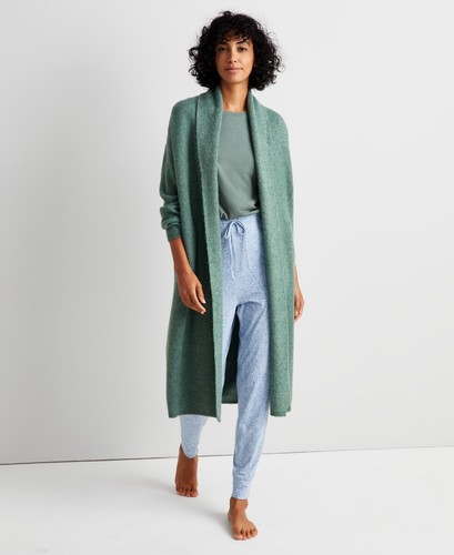 State of Day Women's Knit Long-Sleeve Duster Robe Organic Green Size XL ...