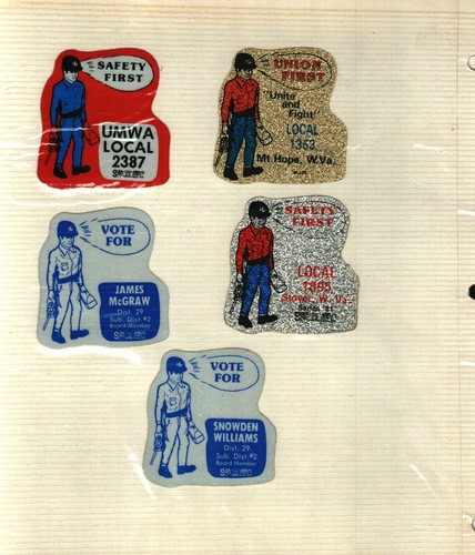 NICE LOT OF 5 DIFFERENT COAL MINER STANDING UMWA COAL MINING STICKER ...