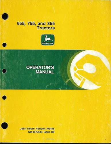 JOHN DEERE 655, 755 AND 855 TRACTORS OPERATORS MANUAL | eBay