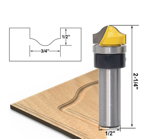 3/4" Cutting Diameter Faux Panel Ogee Groove Template Router Bit - 1/2 ...