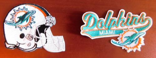 Miami Dolphins Two High Quality Iron On Embroidered Patches FREE ...