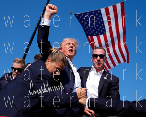 Donald Trump signed USA Flag Bloody Assassination 8X10 print autograph ...