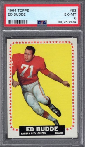 1964 Topps #93 ED BUDDE (RC) PSA 6 EX/MT Kansas City CHIEFS / MICHIGAN ...