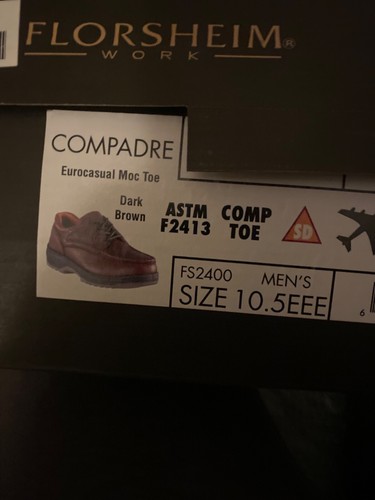 Mens Florsheim Compadre Oxford Steel Toe Brown Leather Shoe 10.5eee ...