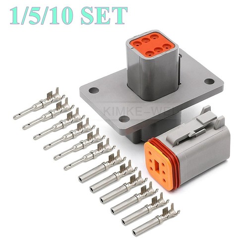 Deutsch DT Series 6 Pin/Way Flange Mount Connector Plug Kit DT04-6P ...