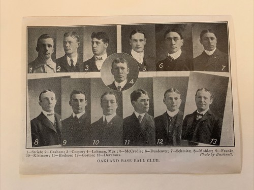 Oakland Clamdiggers Red Kleinow Henry Schmidt 1902 Baseball 5X7 Team ...