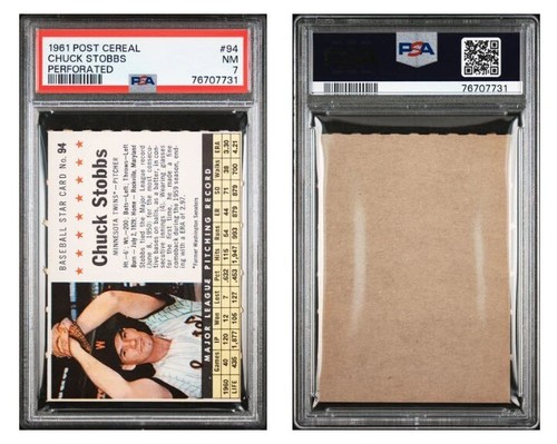 1961 Post Cereal Chuck Stobbs Perforated #94 PSA 7 NM Low Pop Rare | eBay
