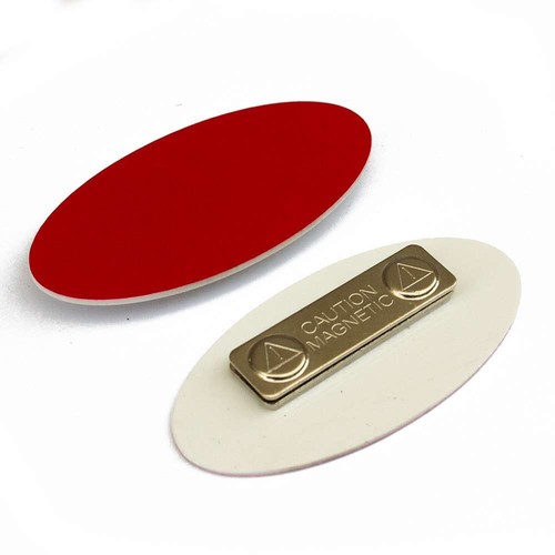 10 Pack Oval Name Badge Blanks with Magnet Red ID Tag for Office Staff ...