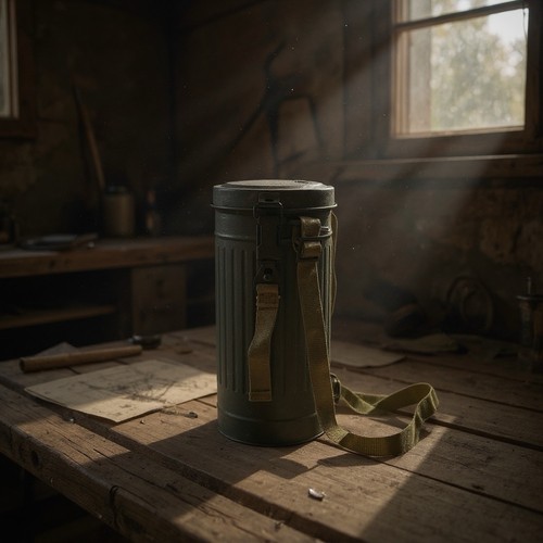 EUC WW2 REPRO German Gas Mask Can w/Strap Carrying Canister Soldier ...