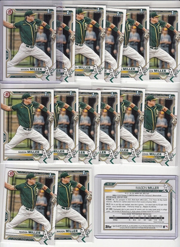 2021 BOWMAN DRAFT MASON MILLER (15) 1st ROOKIE/PROSPECT CARD LOT ...