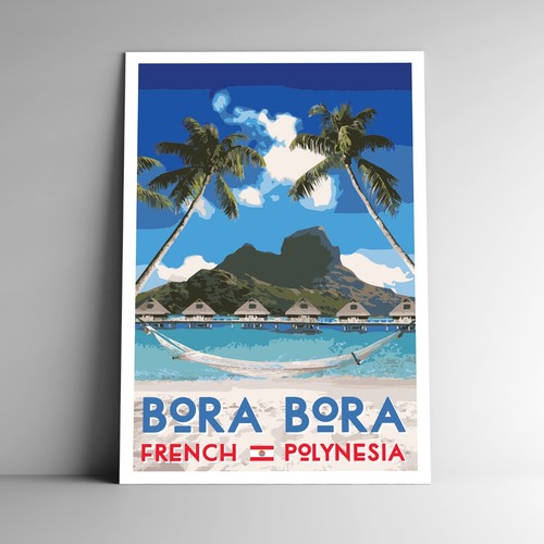 Bora Bora Travel Poster / Postcard French Polynesia Tahiti Multiple ...